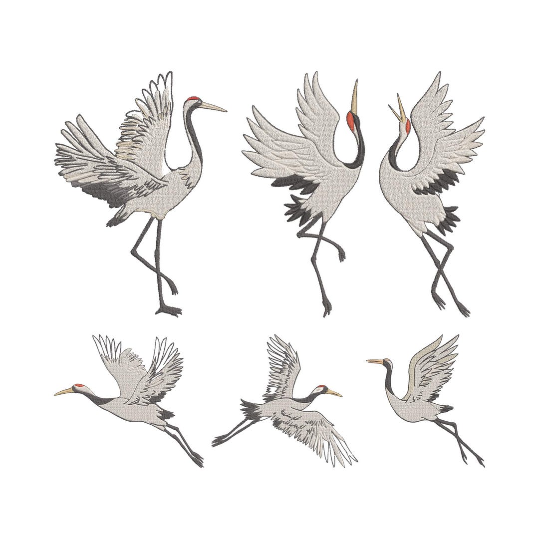 Crane Embroidery Design,cranes in Air Bird Machine Embroidery Design ...