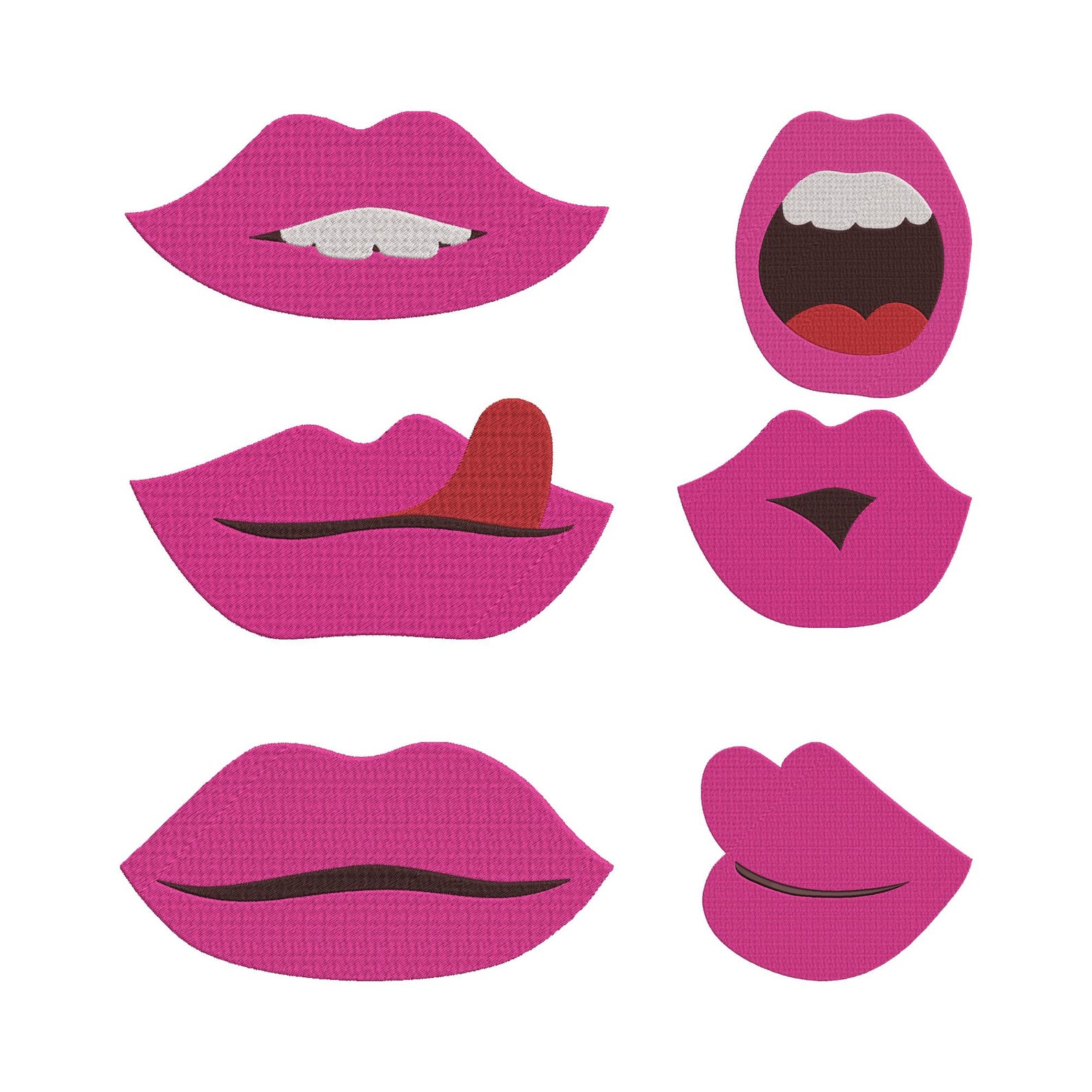 Kiss Lips Embroidery File, Lips Bundle Embroidery Design, , Six Sizes ...