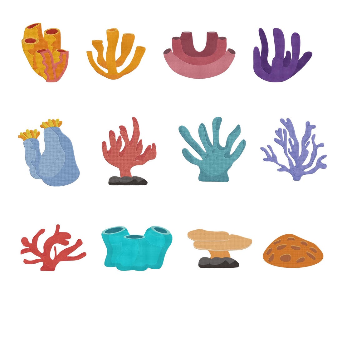 Ocean Coral Embroidery Design, Sea Life Underwater Machine Embroidery ...