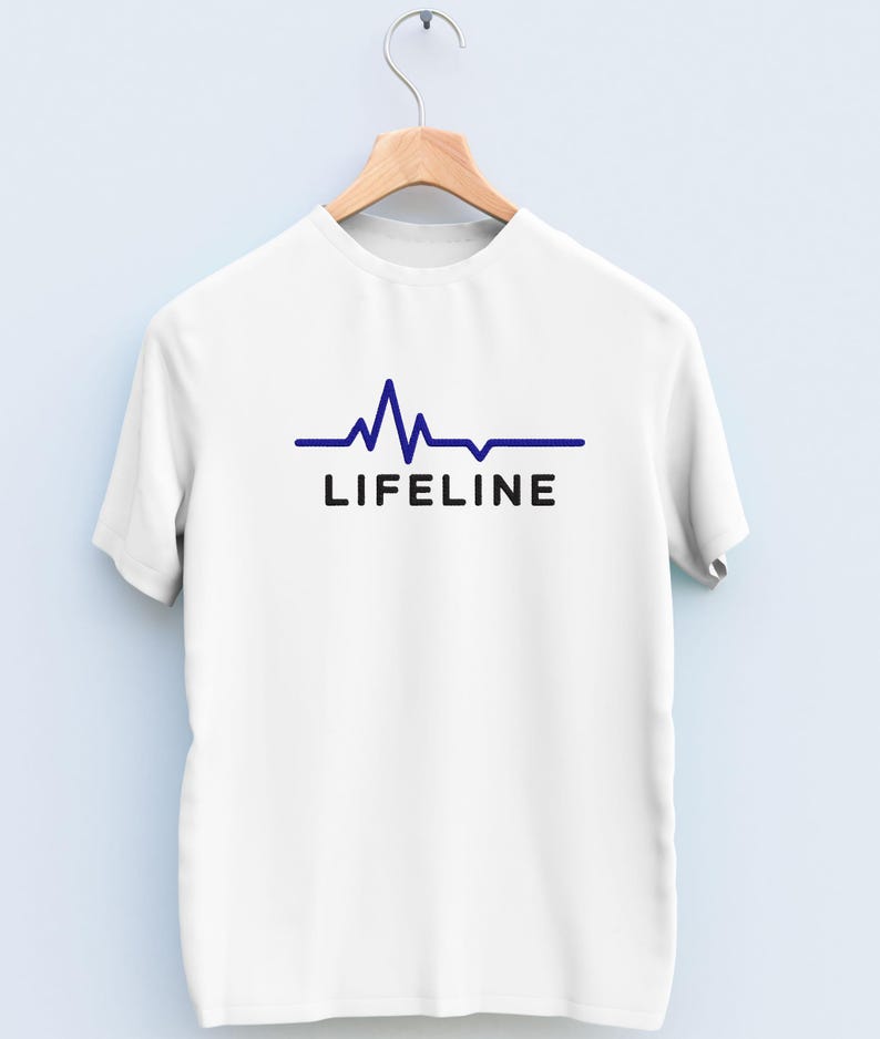 Heartbeat Embroidery File, Lifeline ECG Embroidery Design , Nine Sizes ...