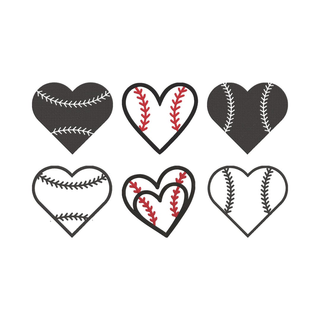 Baseball Heart Shape Embroidery File,sport Heart Machine Embroidery ...