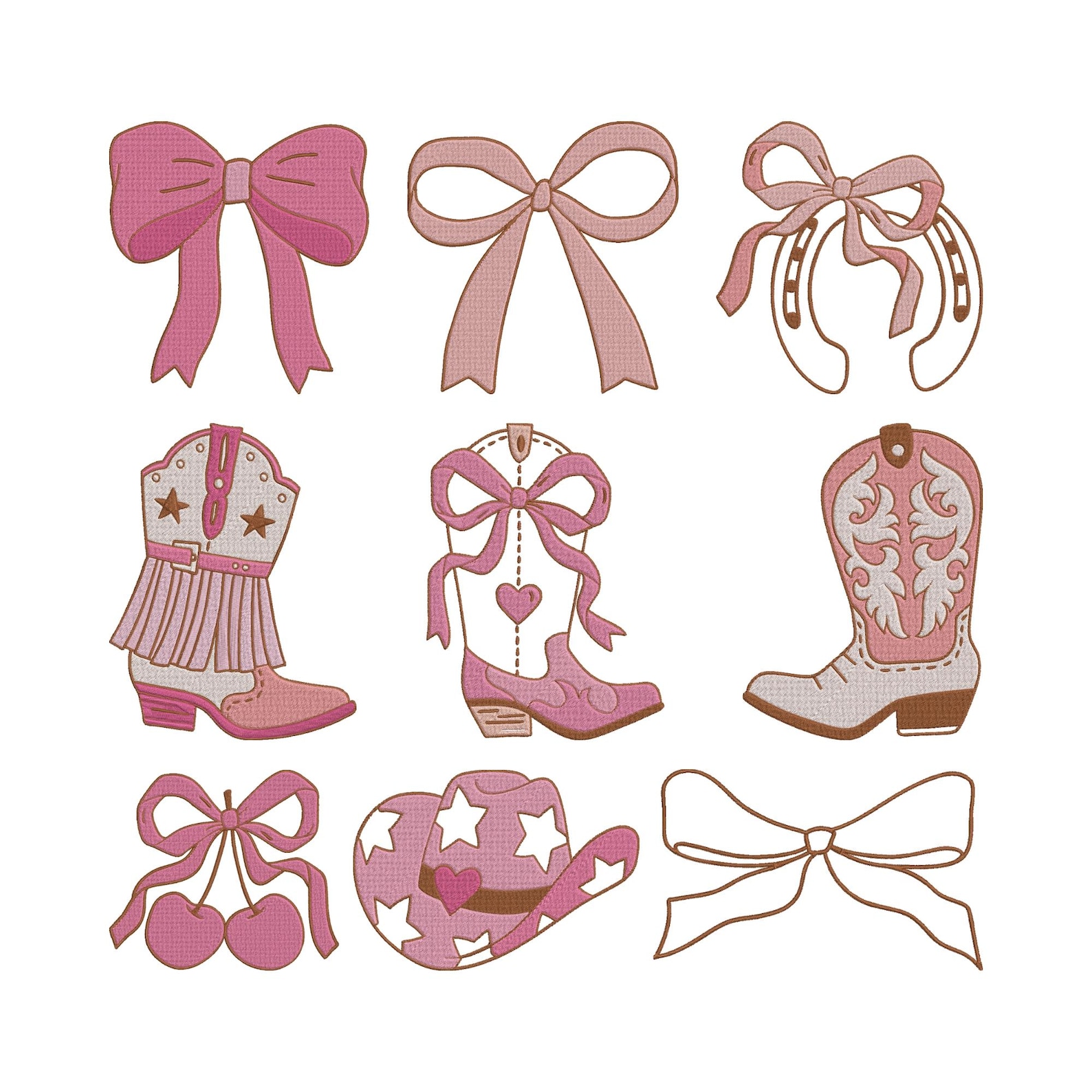 Coquette Cow Girl Embroidery Design, Coquette Cow Girl Machine ...