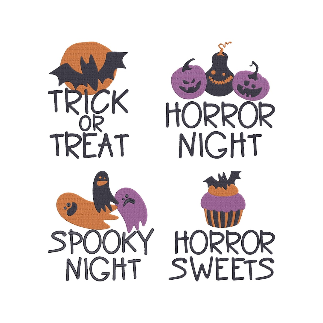 Trick or Treat Ghost Embroidery Designs, Scary Cute Ghost Embroidery ...