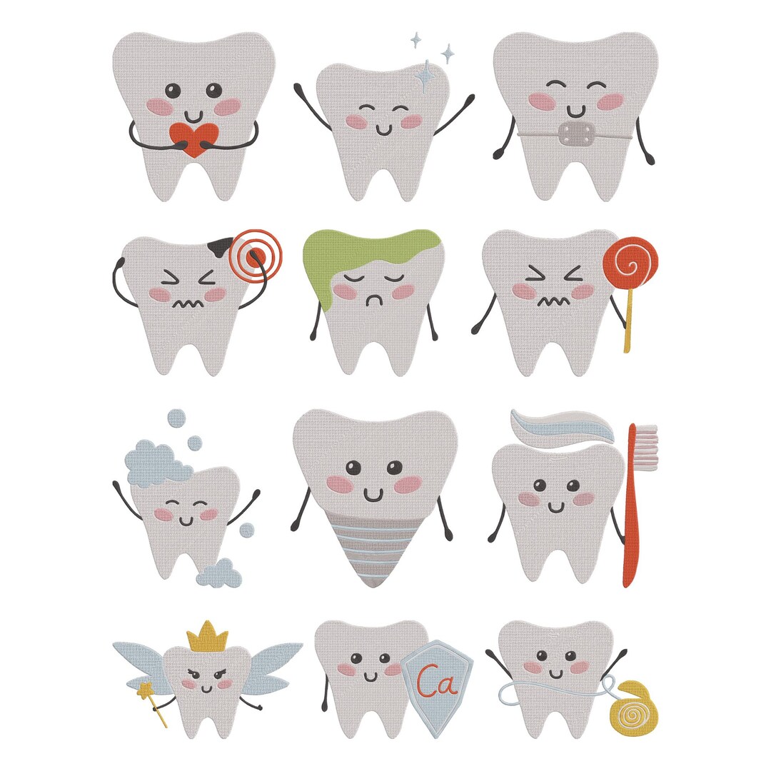 Tooth Dental Embroidery Design, Dental Tooth Machine Embroidery File ...