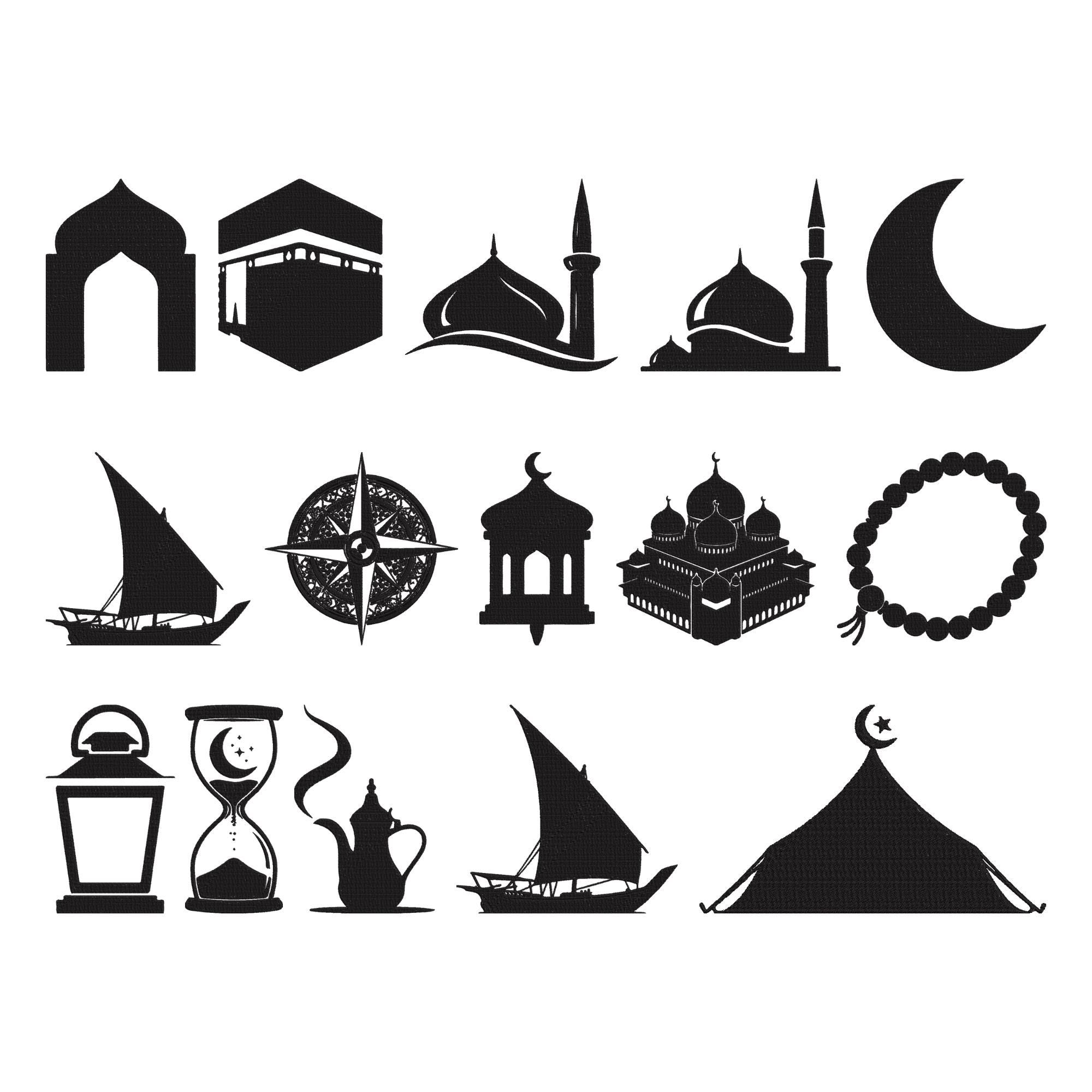 Islamic Ramadan Mosque Embroidery Design, Ramadan Eid Mosque Kaaba ...