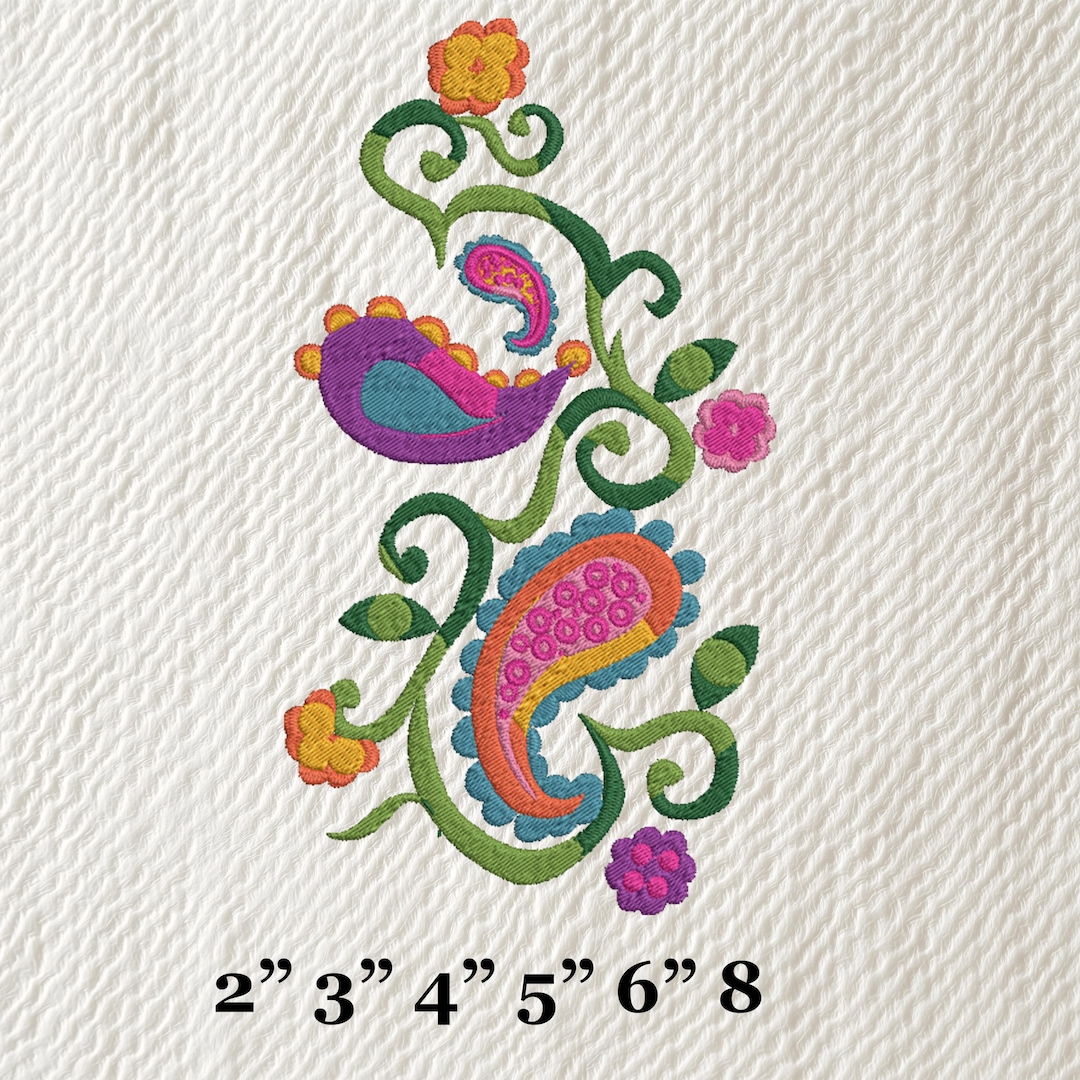 Paisley Embroidery Design – Colorful Floral Pattern | Instant Download ...