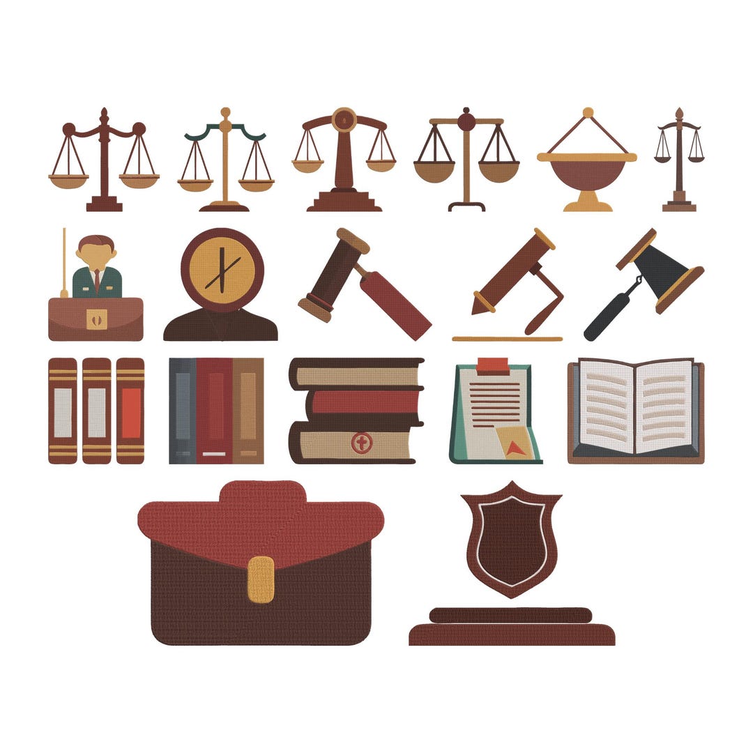 Law Justice Legal Embroidery Design, Justice Legal Scales Gavel Judge ...