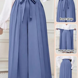 Plus Size - Women's Elegant Pleated Wide-leg Pants, Non-stretch Fabric, All-season Versatile ...