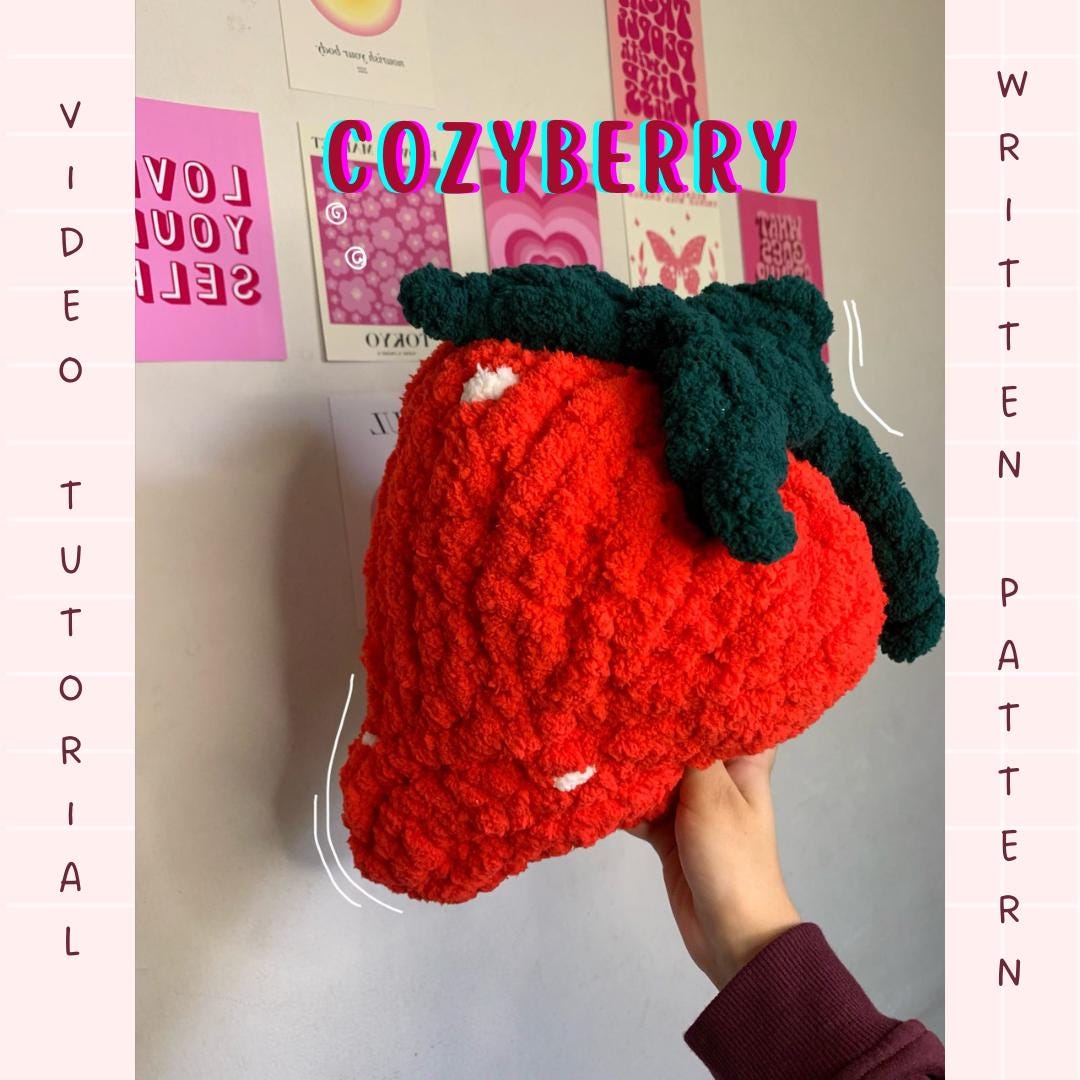 Cozyberry: DIY Chunky Yarn Strawberry Plush – Finger-knitted Tutorial ...