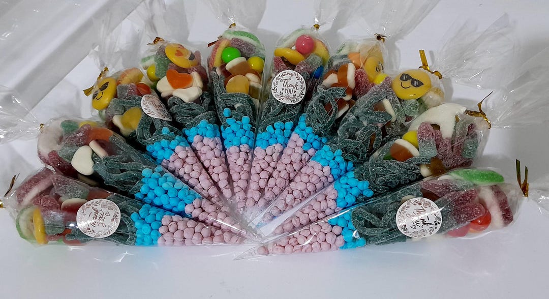Pre Filled Retro Sweet Cones Halal Pack of 10 Party Gift Wedding Any ...