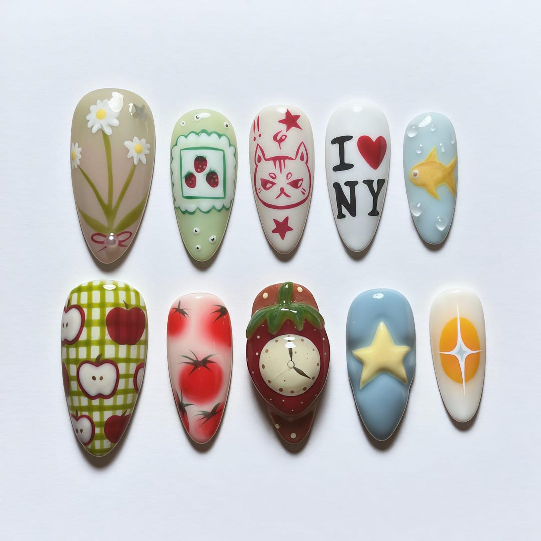 Wedding Nails ,my Neighbor Totoro Nails Hand Painted Nail,custom Press ...