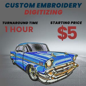 1957 Chevy Bel Air Embroidery Design - Classic Car Machine Embroidery ...