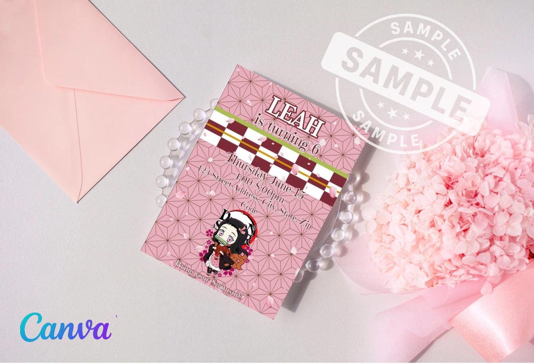 Nezuko Demon Slayer Party Invitation - Etsy