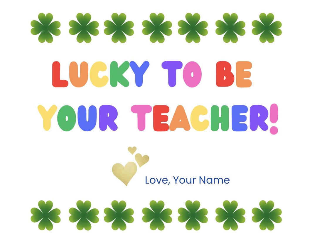 Lucky to Be Your Teacher Card for Students - Etsy