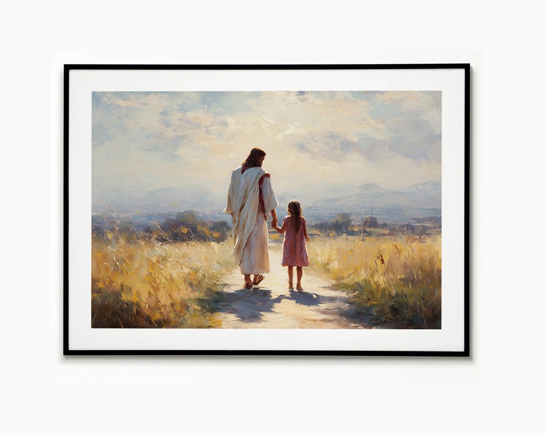 Jesus Guidance, Jesus Holding Hand With Girl, Christian Art, Jesus Gift ...