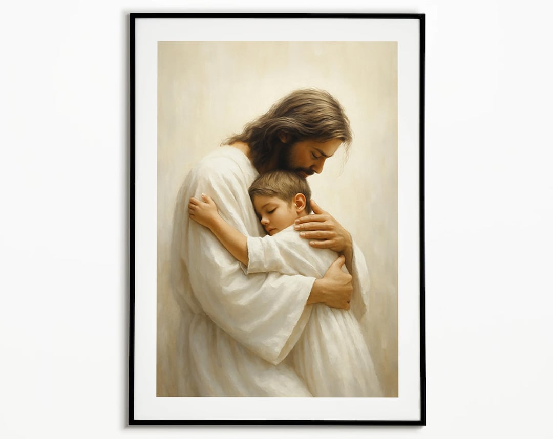 Jesus Love Art, Christian Art, Jesus Hugging Boy, Jesus Wall Art, LDS ...
