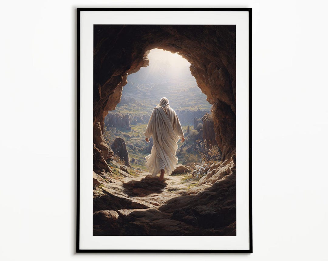 Jesus Resurrection Artwork, Christ Walking From the Tomb Print ...