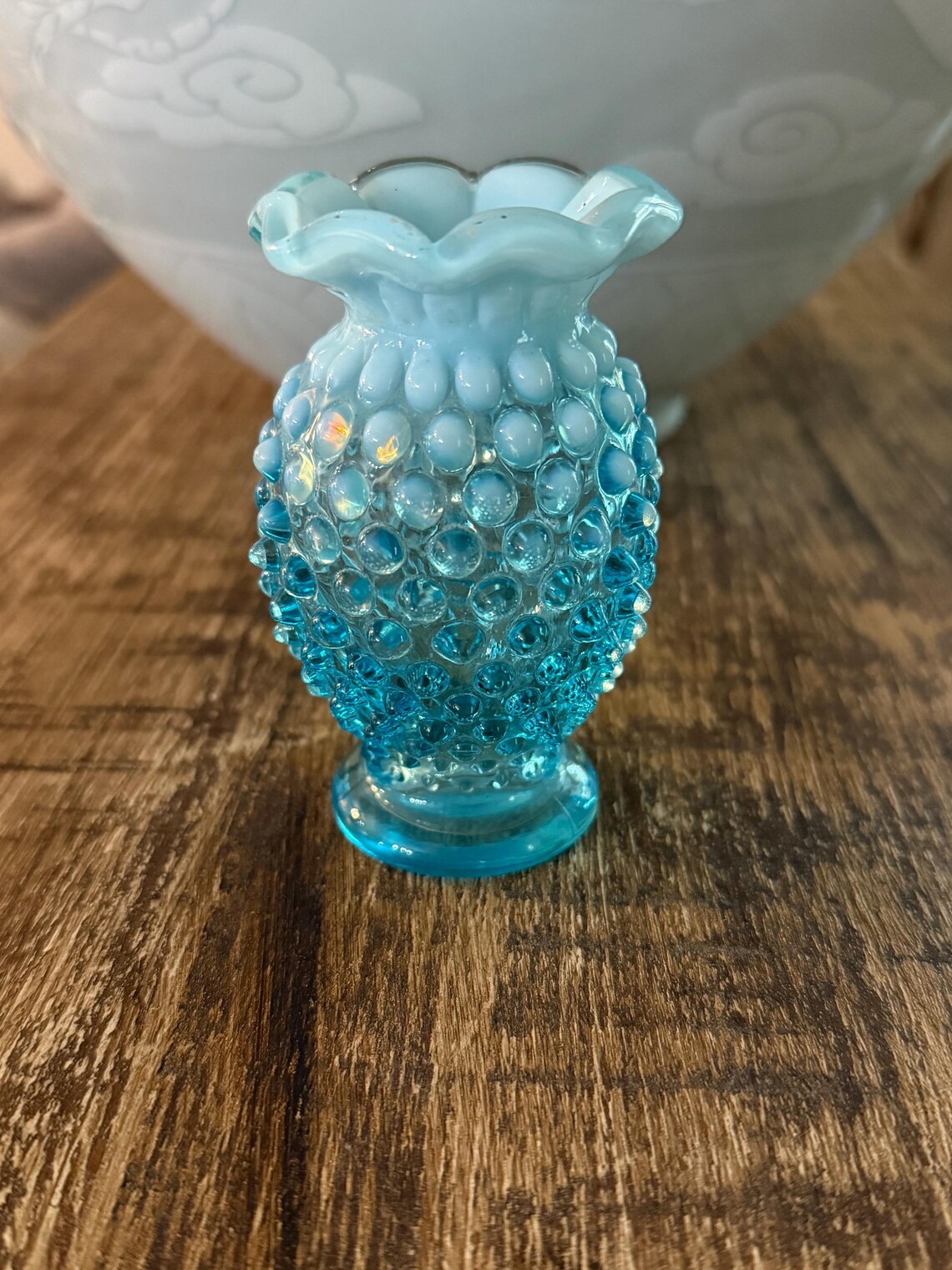 Vintage Fenton Hobnail Blue Vase - Etsy