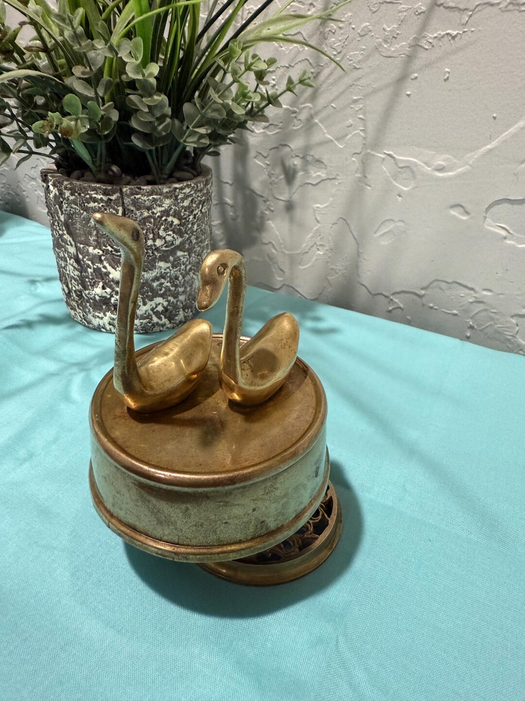 Vintage Brass Swan Music Box - Etsy