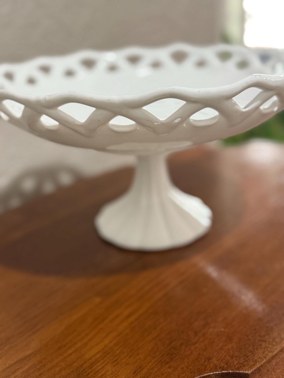 Vintage Milk Glass Compote With a Lace Edge - Etsy