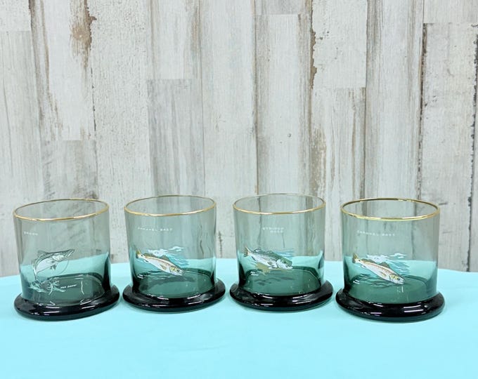 Vintage Ned Smith Illustrated Drinking Glasses of Fish (4) - Etsy