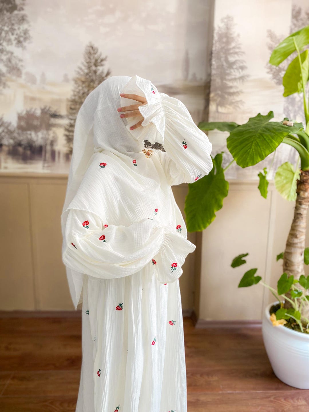 İslamic Modest Dress, Modest Floral Embroidered Dress, Islamic Modest ...