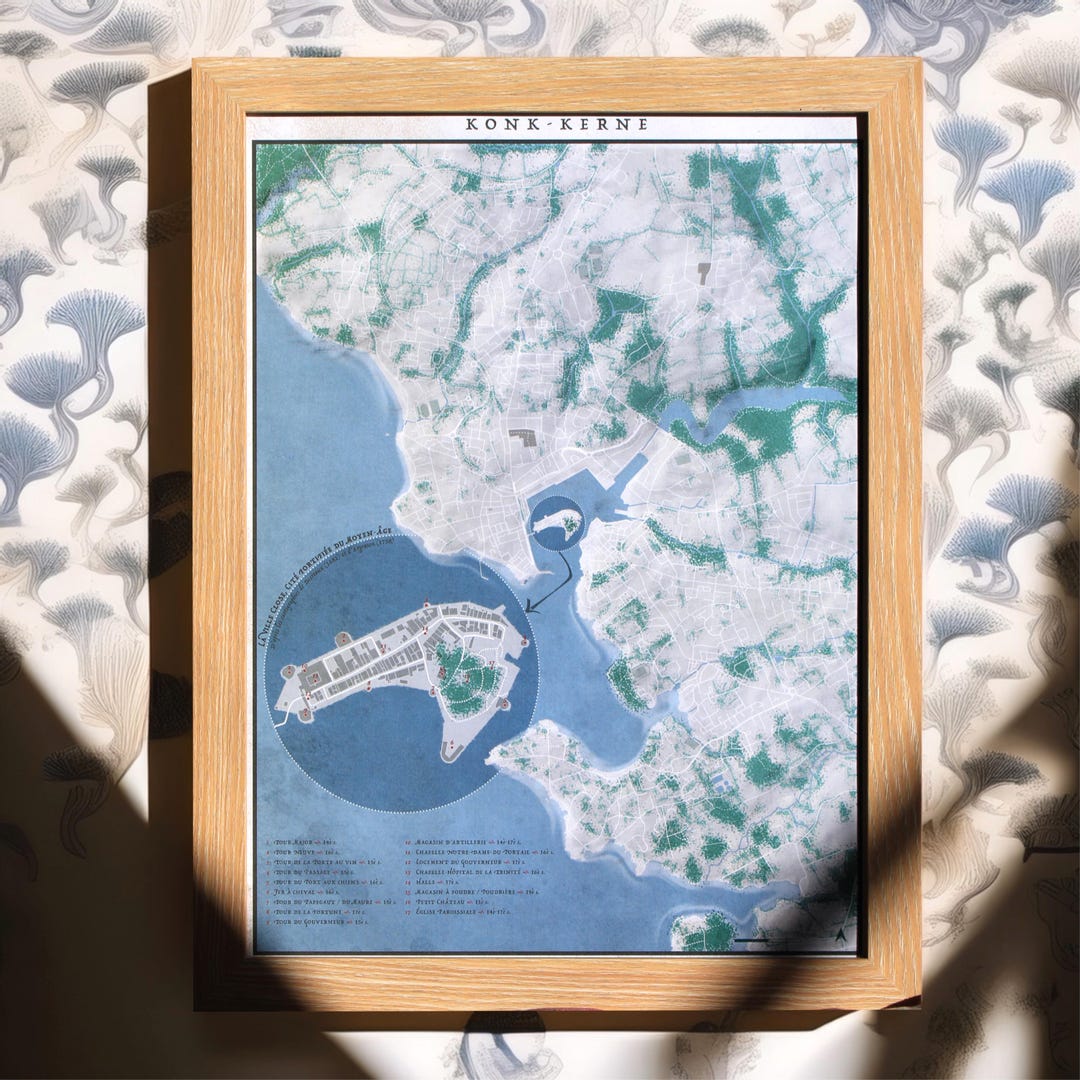 Map of Concarneau and the Ville Close (brittany, France) – Artistic ...