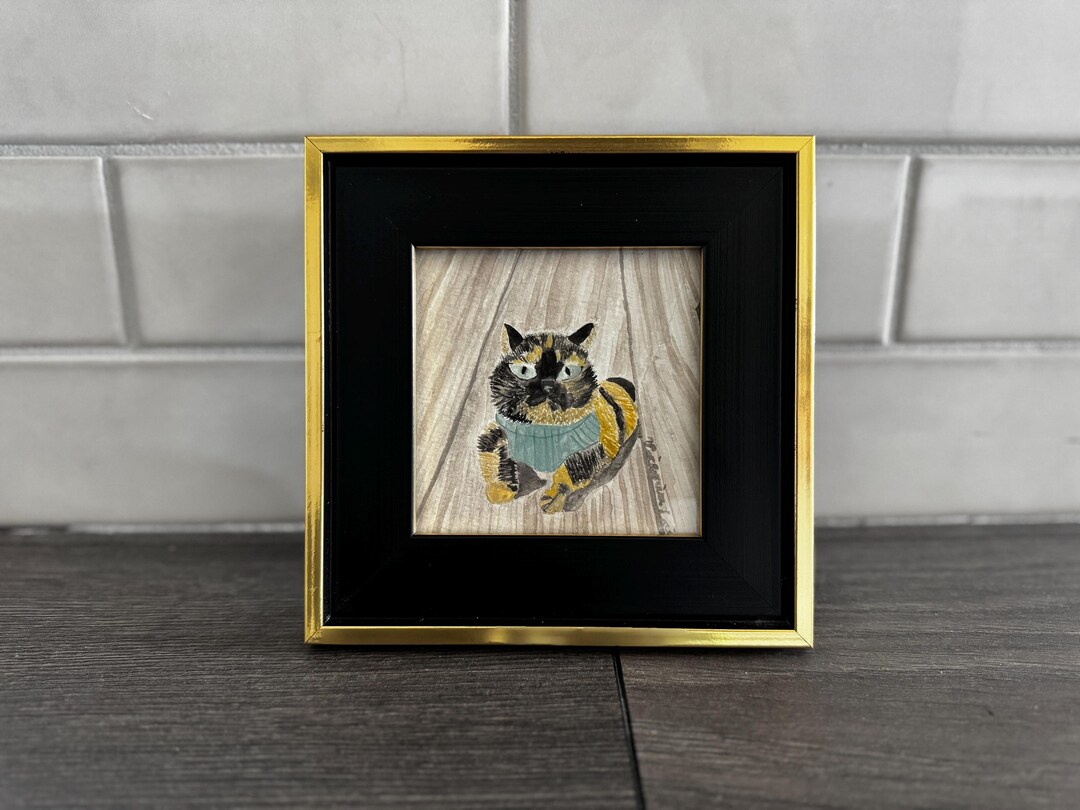 Cozy Tortoiseshell Munchkin Cat Miniature – 4x4 Hand-painted Cat ...