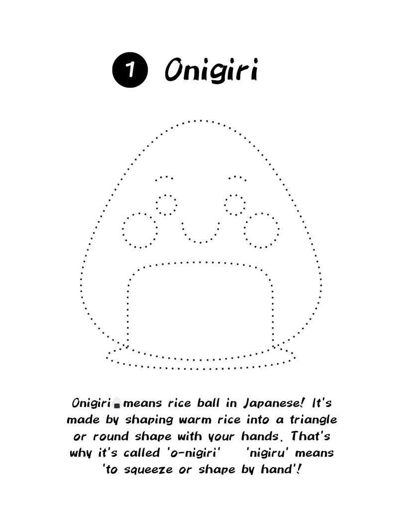 Kawaii Japanese Food Dot-to-dot Printable (PDF) - Etsy