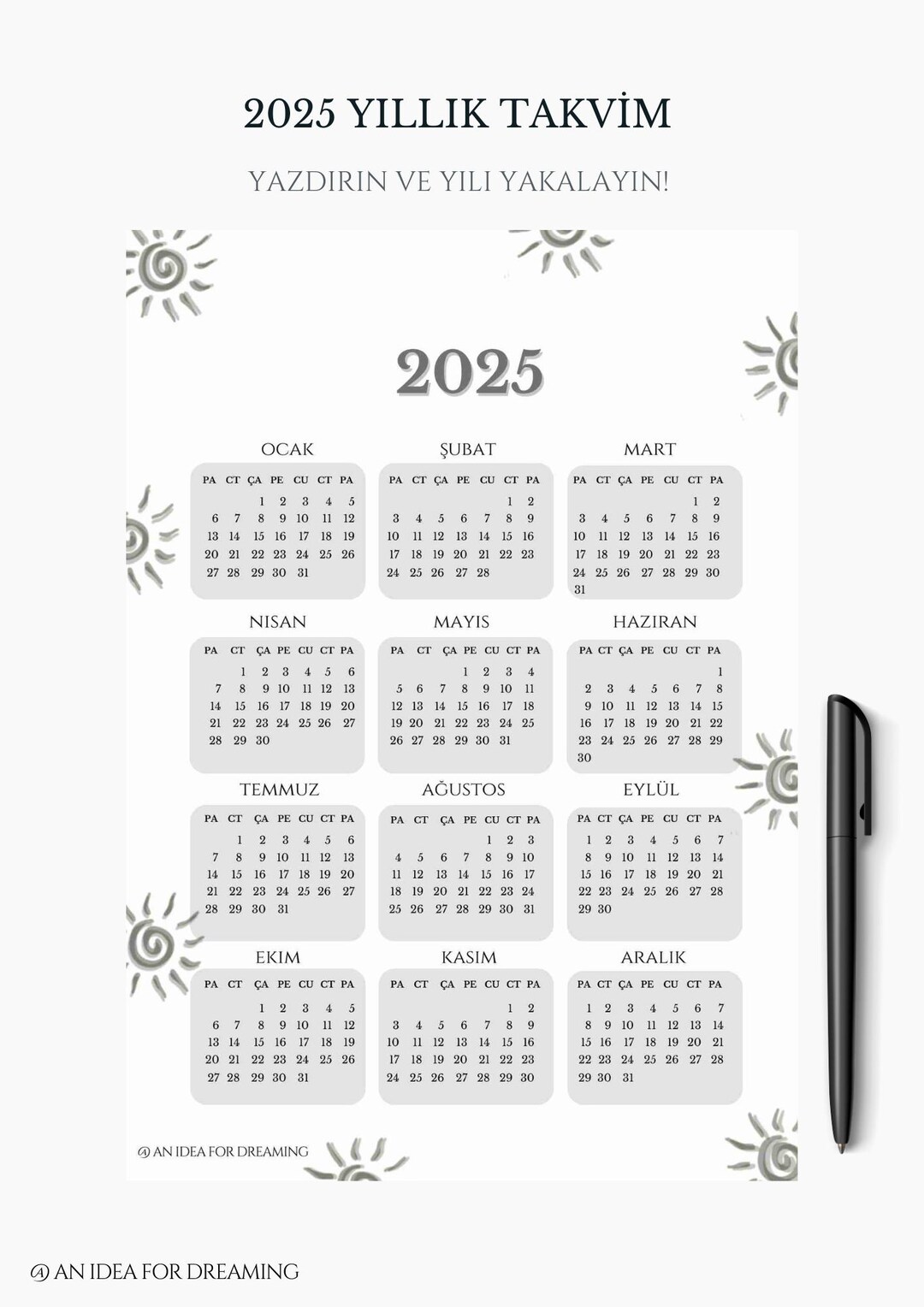 2025 Printable Calendar, Minimalist Monthly Planner (digital Download ...