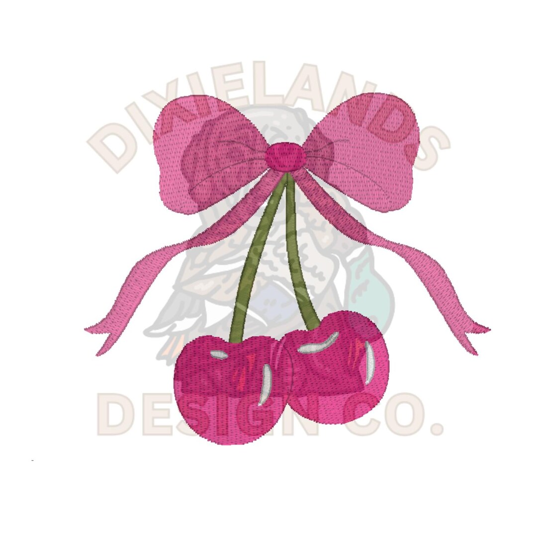 Coquette Cherry Bow Embroidery Design: PES DST Format (digital Download ...