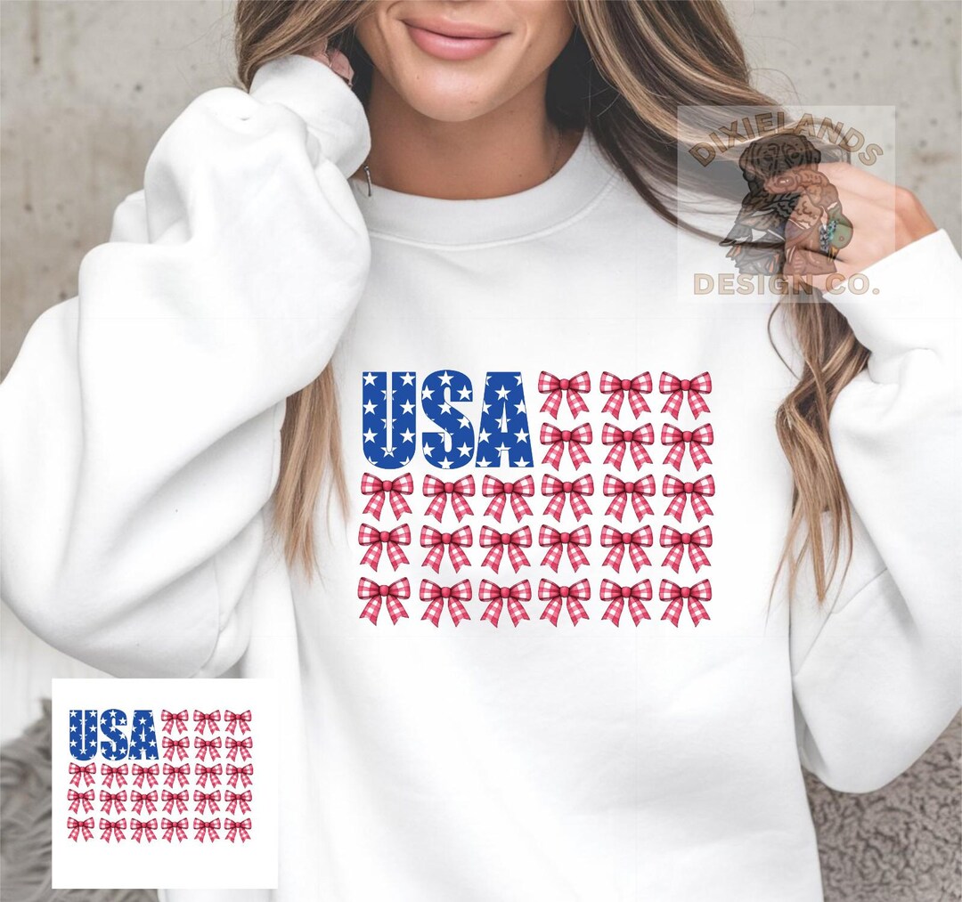 USA Stars and Stripes Bow PNG: July 4th Coquette Design (digital ...
