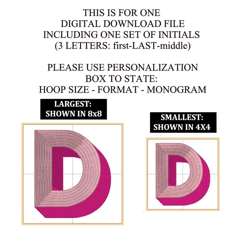 Custom Shadow Block Monogram Embroidery Font: DST, PES Formats (digital ...