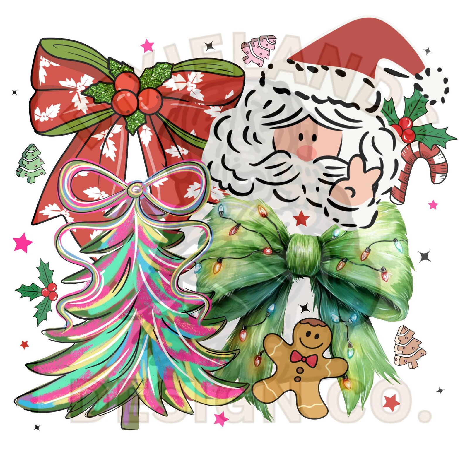 Preppy Christmas Santa PNG: Christmas Nutcracker Coquette Design ...