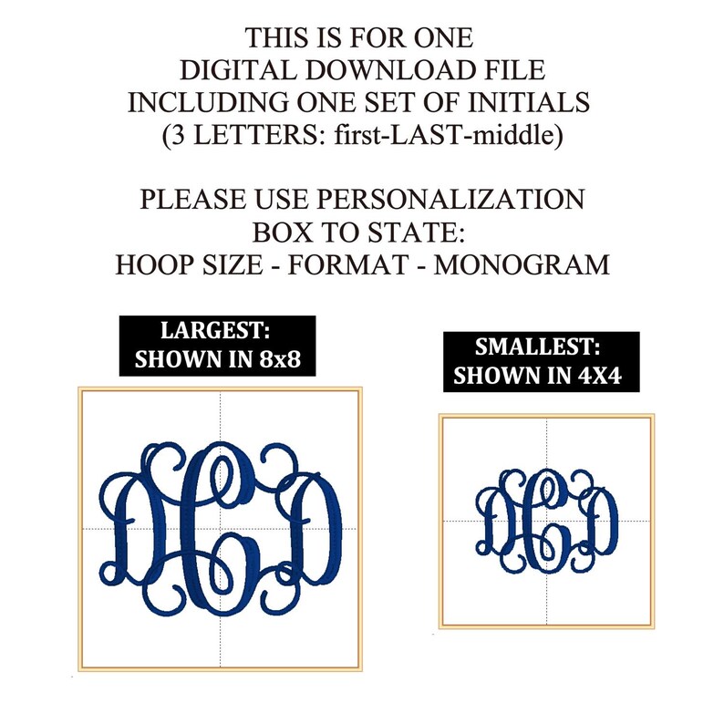Custom Vine Monogram Embroidery Font: DST, PES Formats (digital ...