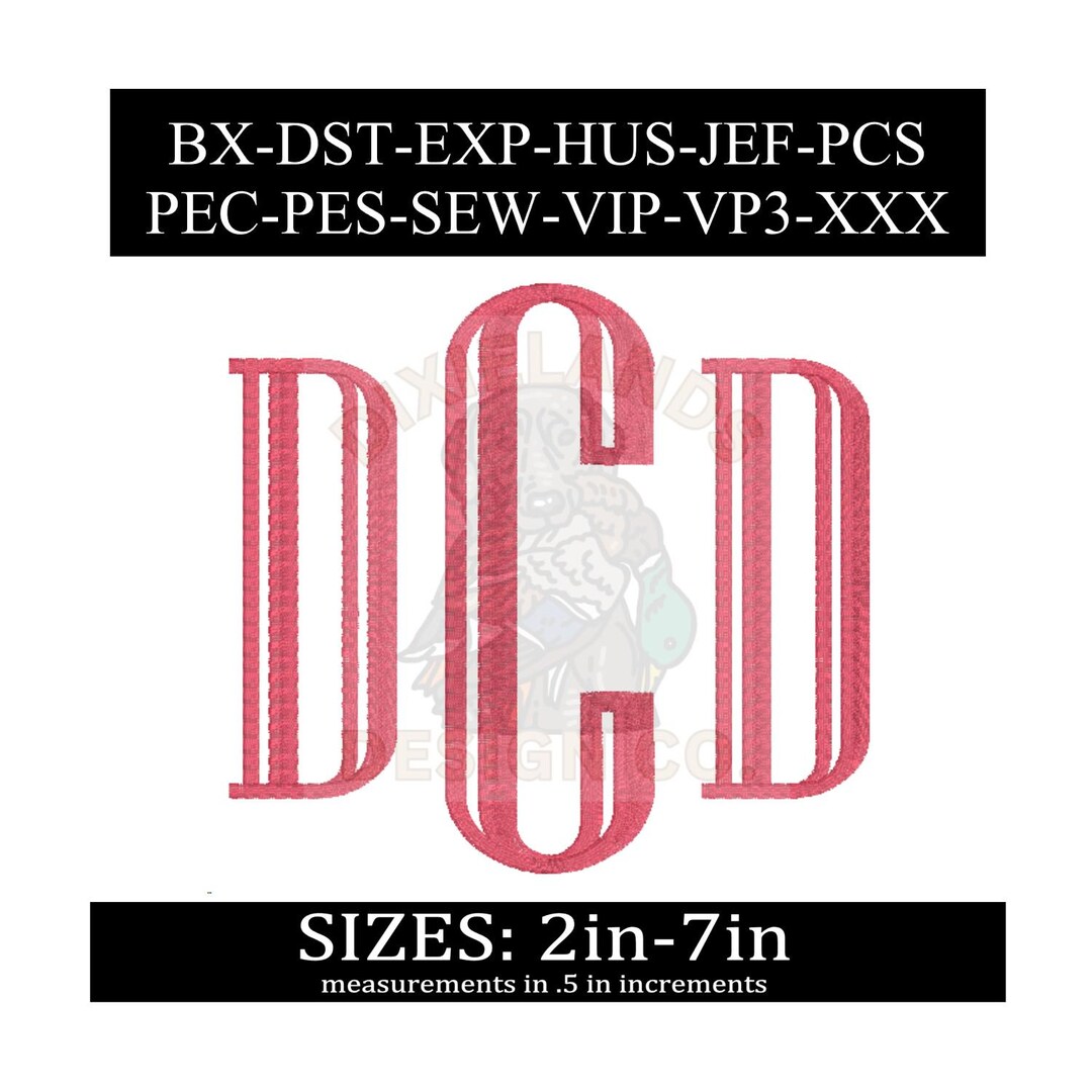 Engraved Monogram Embroidery Font, DST Font Format, PES Font, BX Font ...