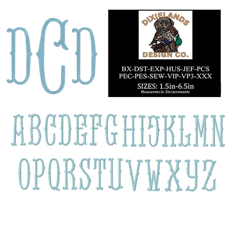 Custom Fishtail Monogram Embroidery Font: DST, PES Formats (digital ...