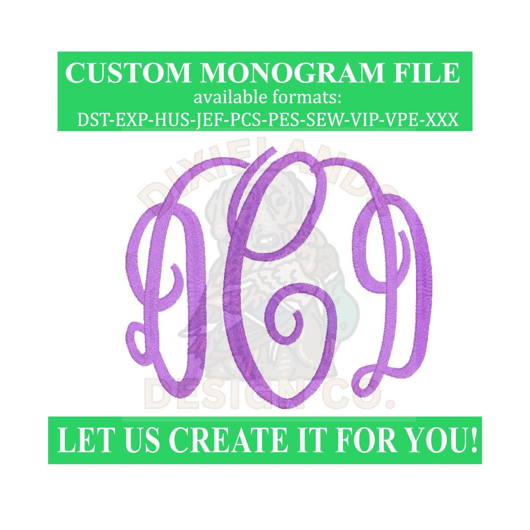 Custom Master Circle Monogram Embroidery Font: DST, PES Formats ...