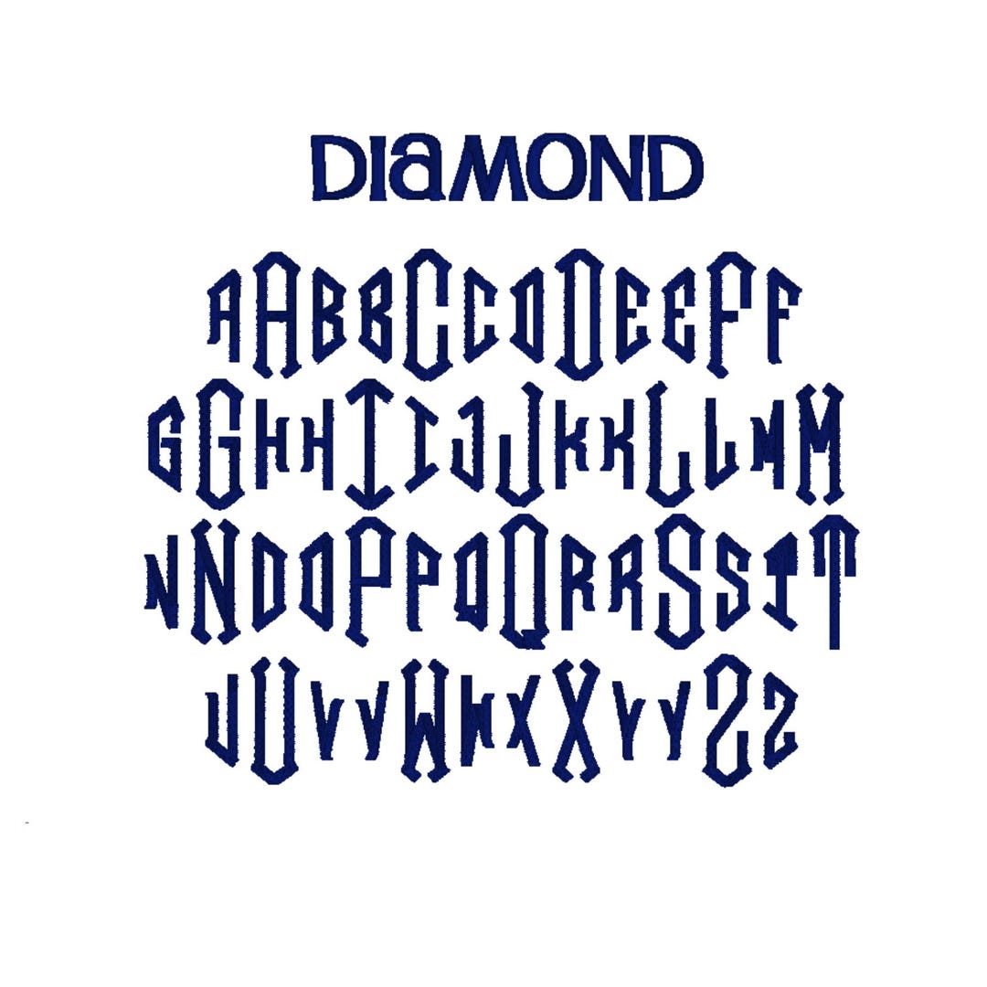 Diamond Monogram Embroidery Font: DST, PES, BX Formats (3.5-5.5IN ...