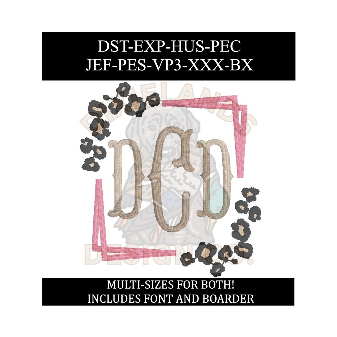 Leopard Fishtail Monogram Embroidery Font Bundle (PES Font Files) - Etsy