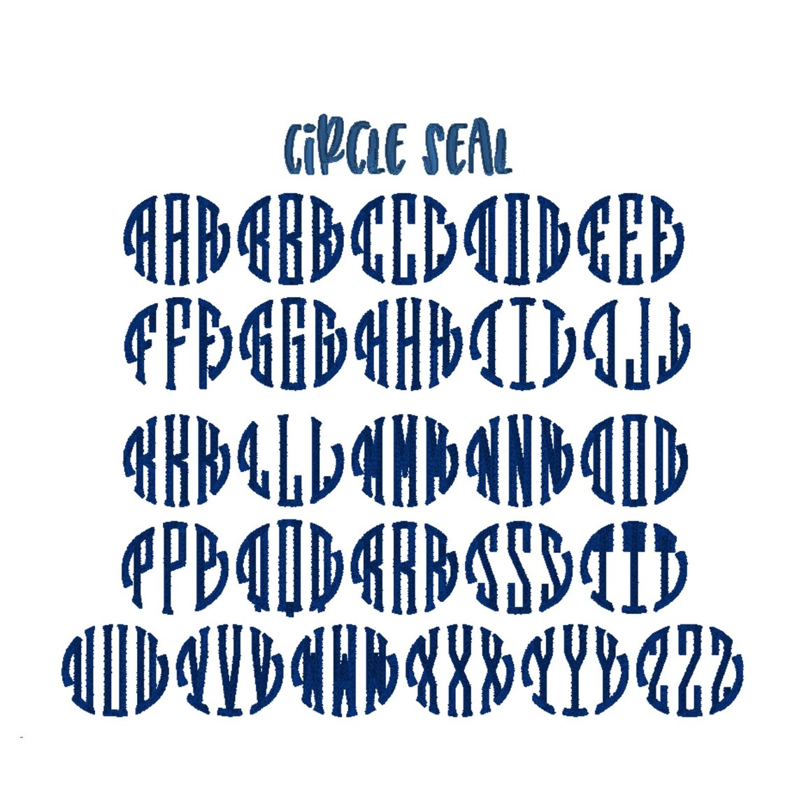 Custom Circle Seal Monogram Embroidery Font: DST, PES Formats (digital ...