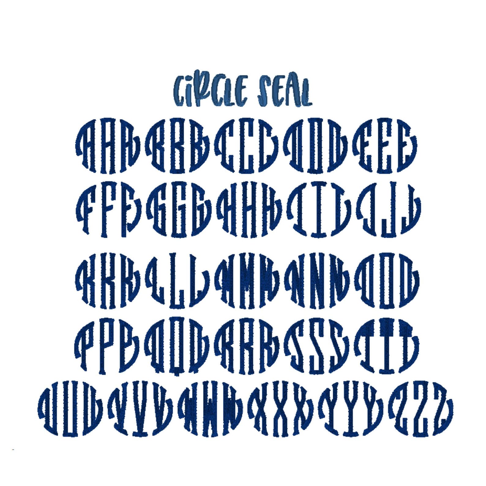 Custom Circle Seal Monogram Embroidery Font: DST, PES Formats (digital ...