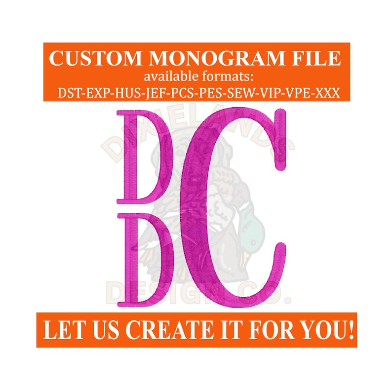 Custom Stacked Monogram Embroidery Font: DST, PES Formats (digital ...