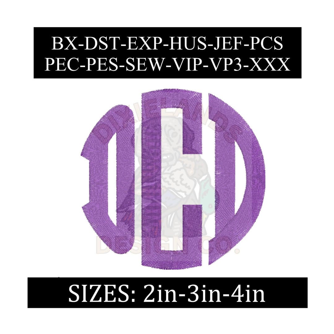 Circle Monogram Embroidery Font: DST, PES, BX Formats (digital Download ...