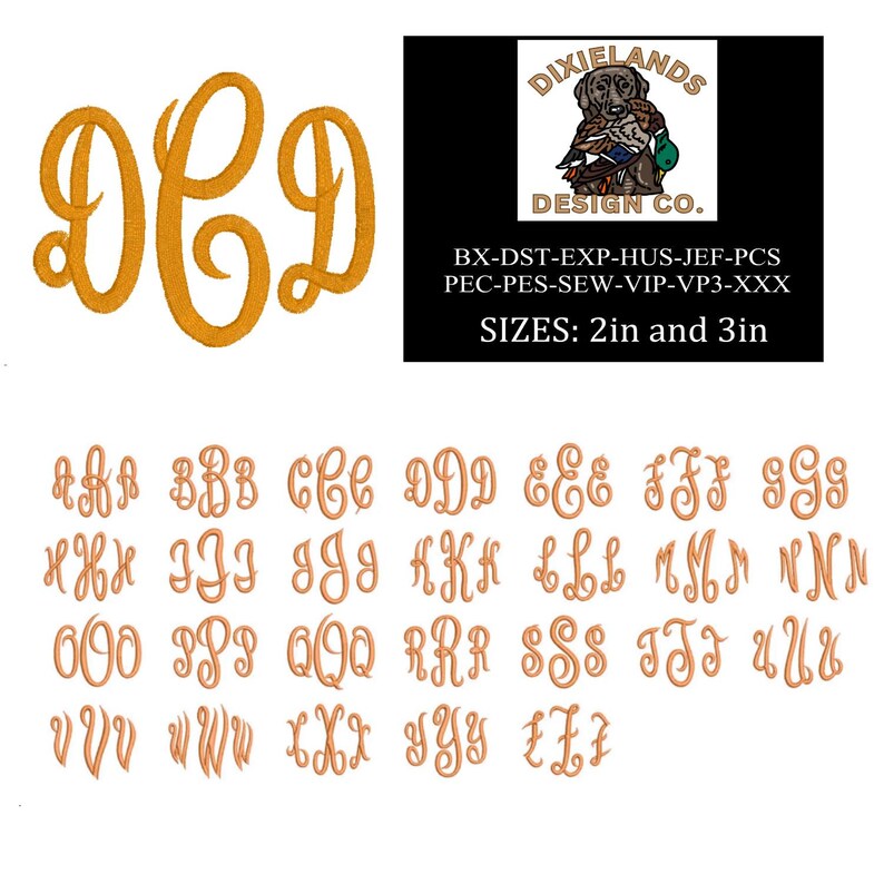 Classic Monogram Embroidery Font, DST Font Format, PES Font, BX Font ...