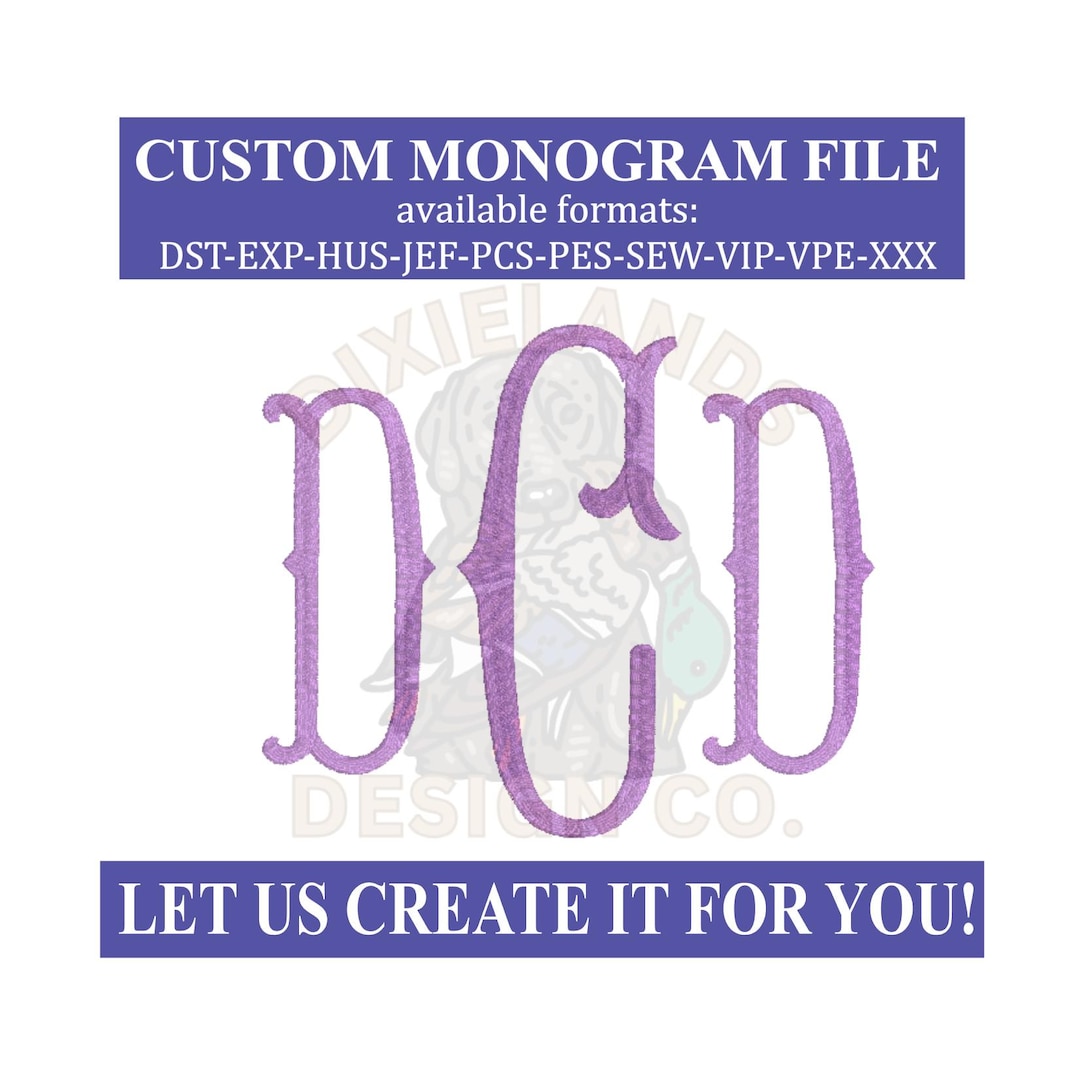 Custom Fishtail Monogram Embroidery Font: DST, PES Formats (digital ...