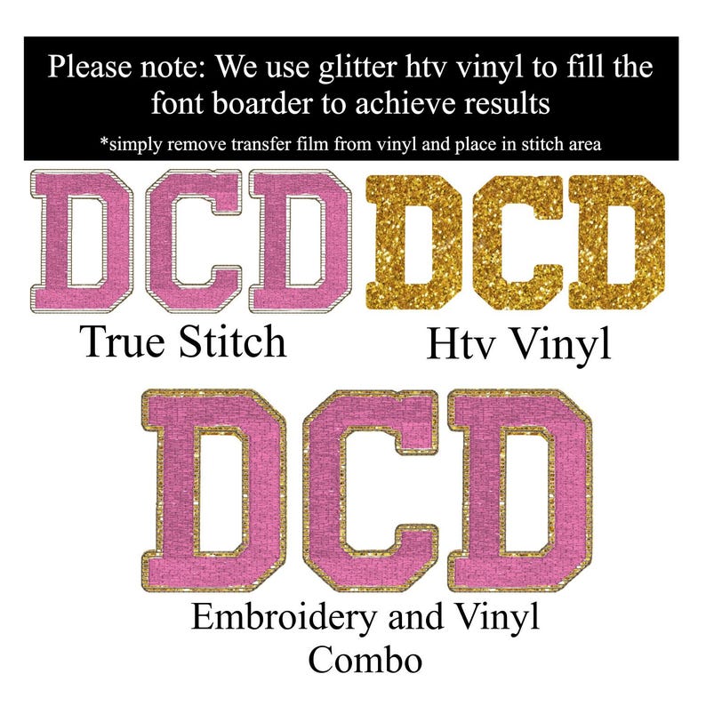 Faux Chenille Monogram Embroidery Font, Glitter Vinyl Applique Faux ...