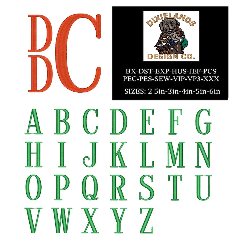 Custom Stacked Single Monogram Embroidery Font, DST Font Format, PES ...