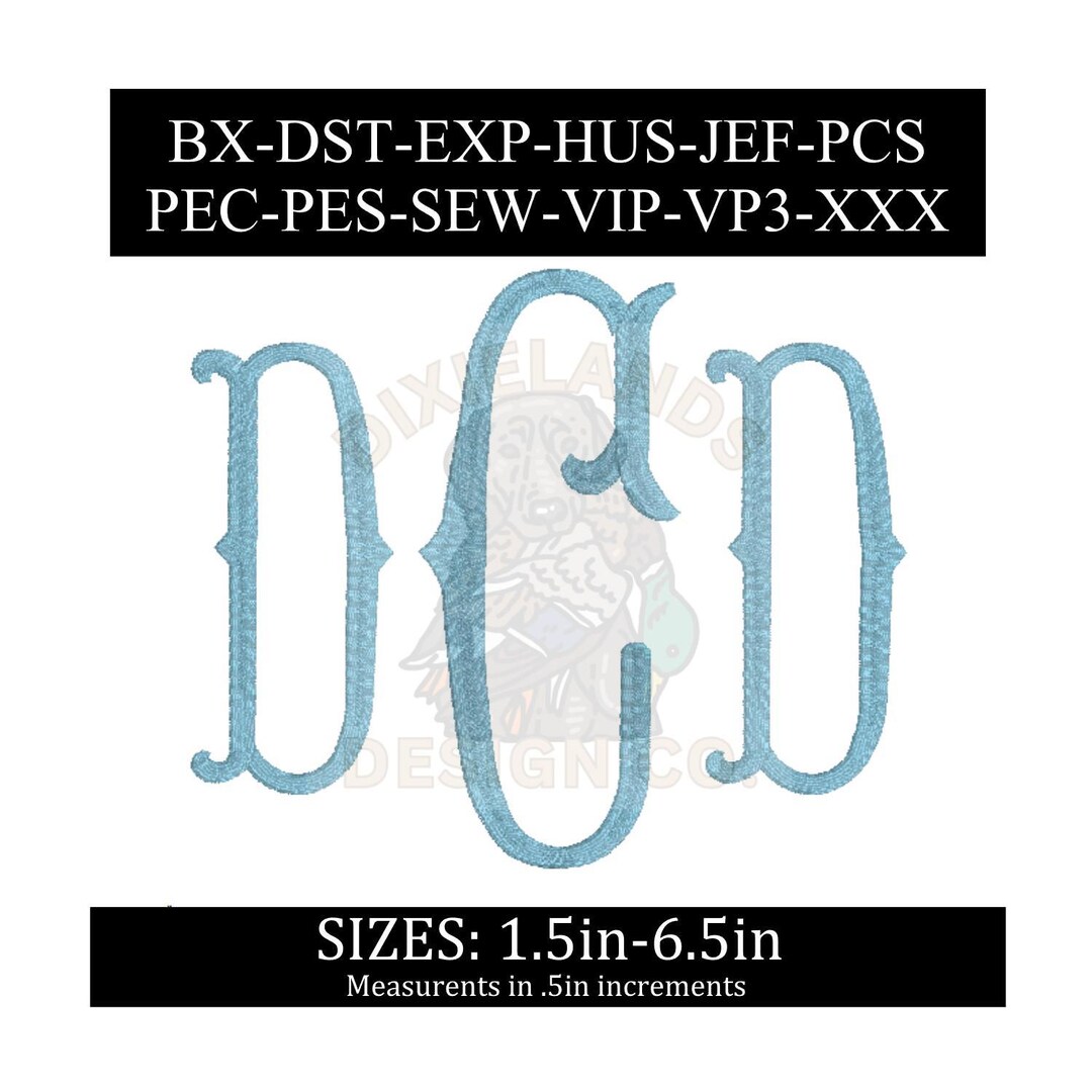Fishtail Embroidery Monogram Font Bundle: Multi-sized BX PES JEF ...