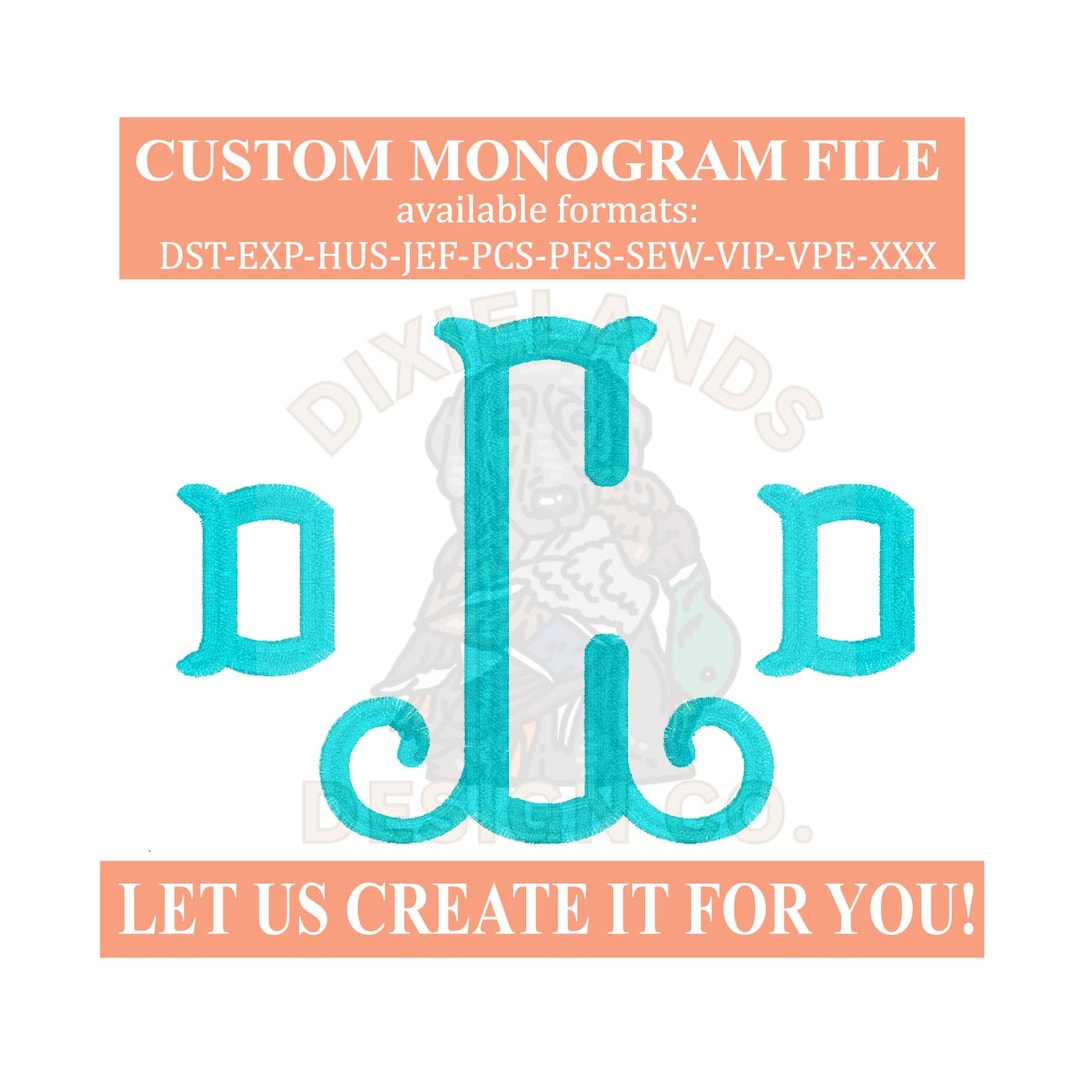 Custom Baroque Monogram Embroidery Font: DST, PES Formats (digital ...